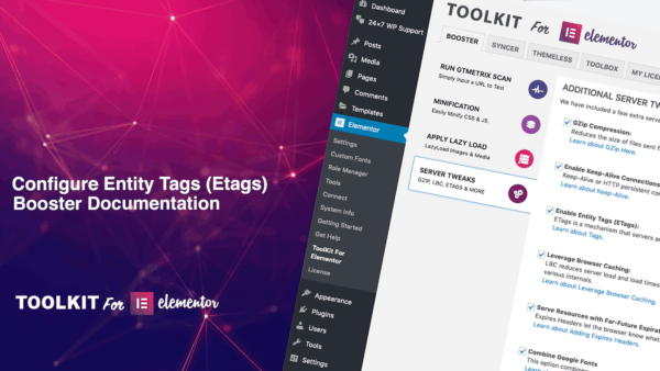 Configure Entity Tags (Etags) for Elementor - ToolKit For Elementor