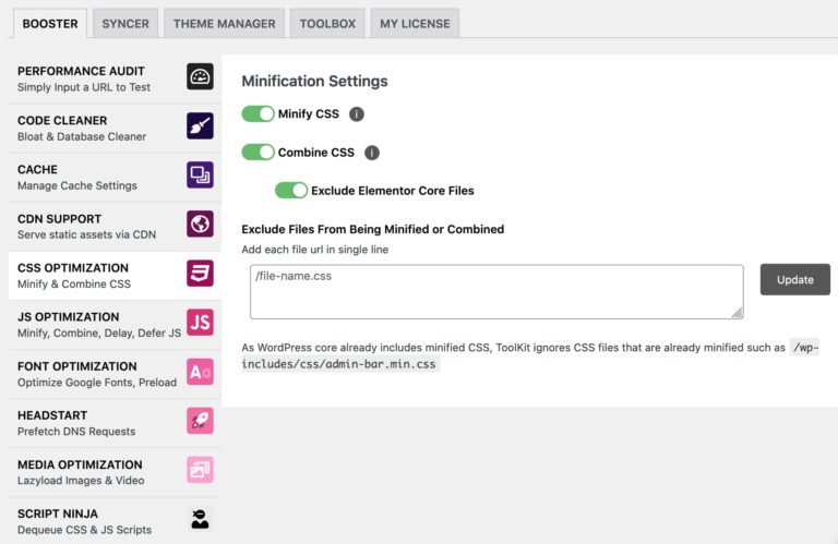 Minify & Combine CSS and Javascript - ToolKit For Elementor