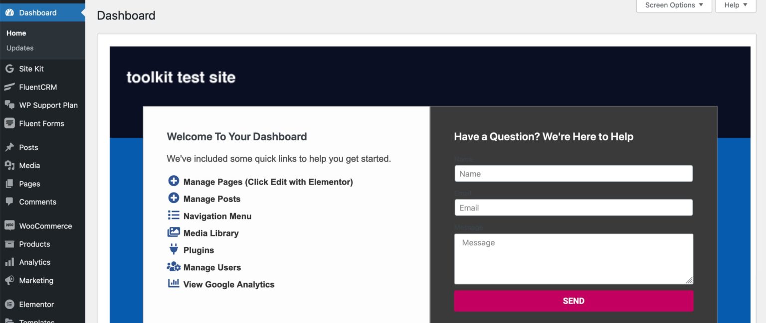 Dashing: Customize the WP Login and Dashboard pages - ToolKit For Elementor
